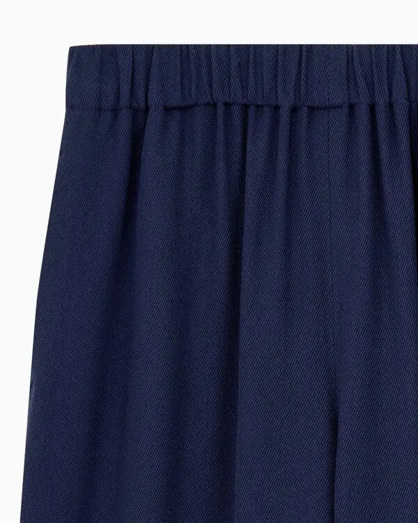 Emporio Armani Crepe Gabardine Wide Leg Pants - Blue