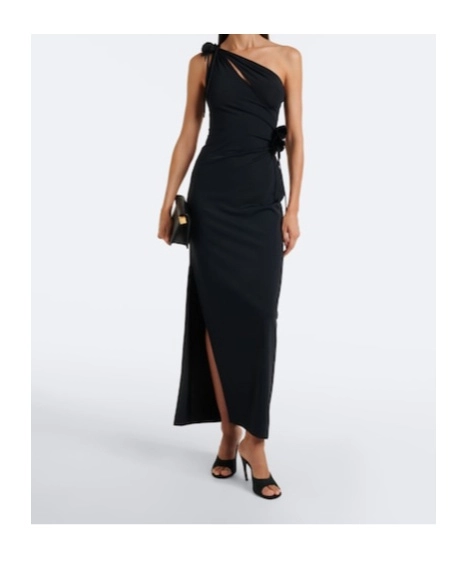 Coperni Asymmetrical Cocktail Dress With Floral Appliqués