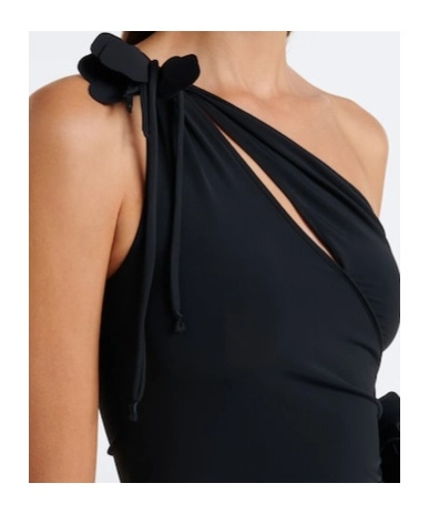 Coperni Asymmetrical Cocktail Dress With Floral Appliqués
