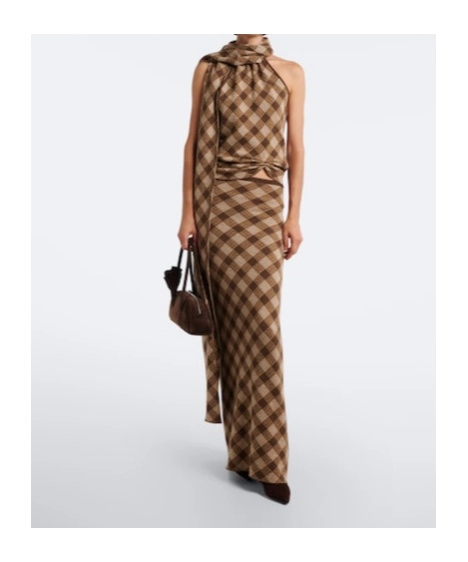 AYA MUSE Kae Plaid Midi Skirt