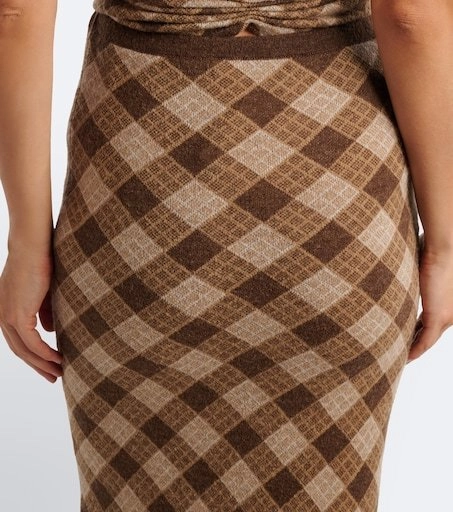 AYA MUSE Kae Plaid Midi Skirt