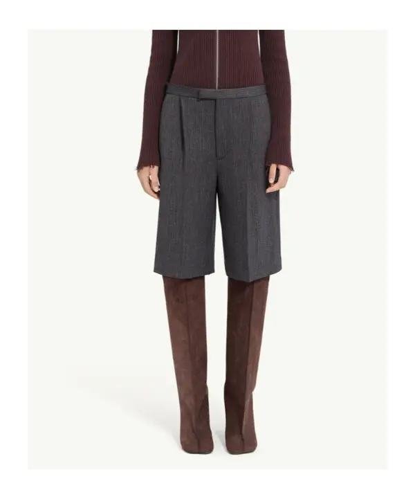 MAISON MARGIELA Striped Wool Blend Tailored Shorts