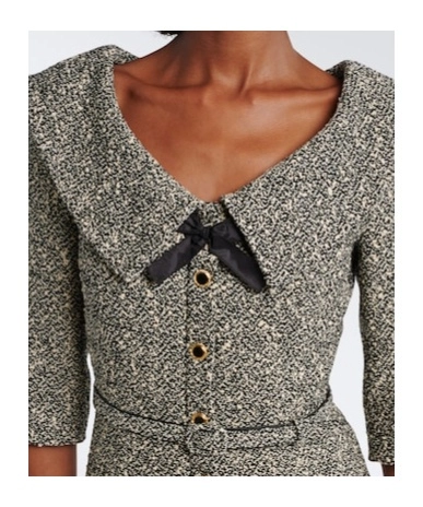 Alessandra Rich Belted Cotton And Wool-blend Tweed Midi Dress