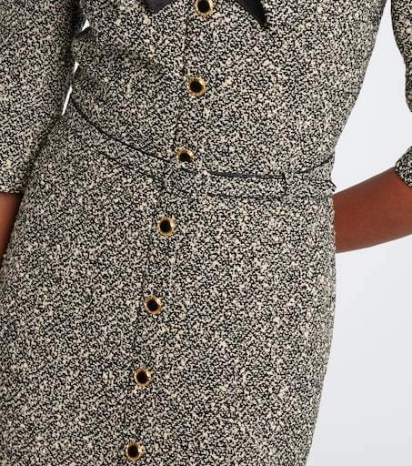 Alessandra Rich Belted Cotton And Wool-blend Tweed Midi Dress