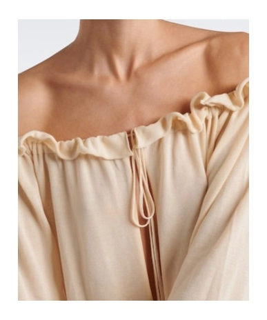 AYA MUSE Cryo Off-the-shoulder Ruffled Drawstring Minidress - Beige