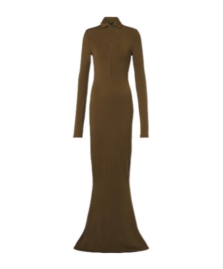 MUGLER Wool-blend Jersey Polo Maxi Dress