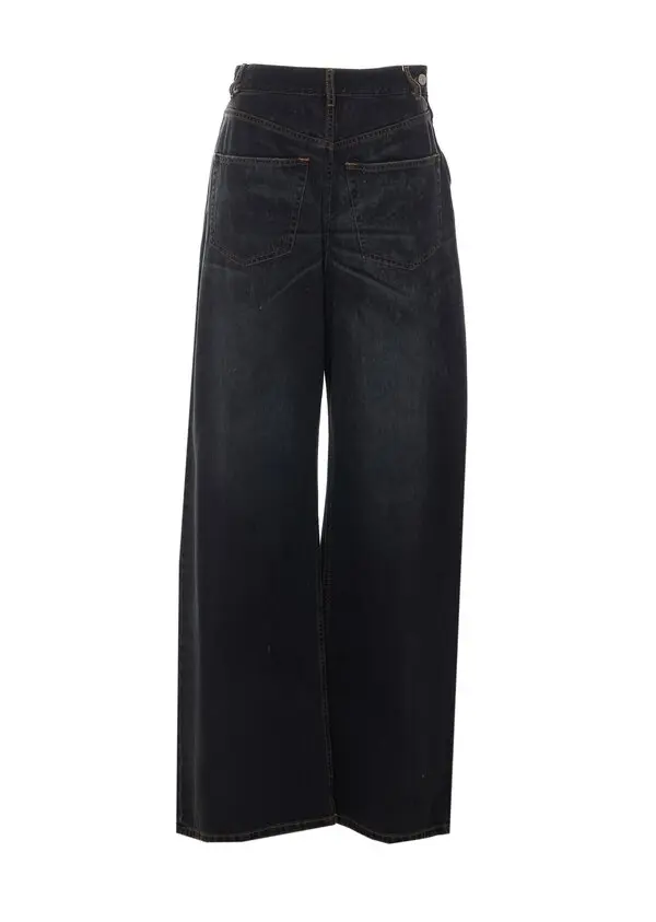 MAISON MARGIELA Wide-leg Jeans With Twisted Construction - Dark Blue