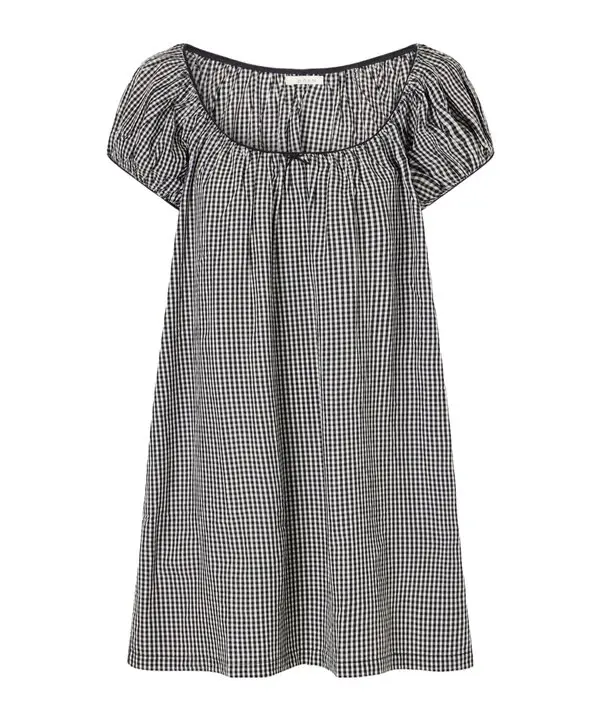 DÔEN Julia Gingham Organic Cotton-poplin Mini Dress - Gray
