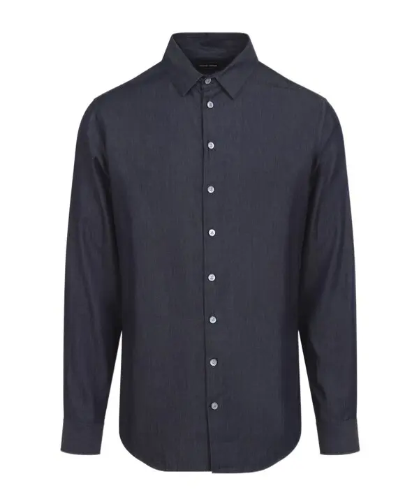 Giorgio Armani Slim Fit Cotton Shirt - Blue Denim
