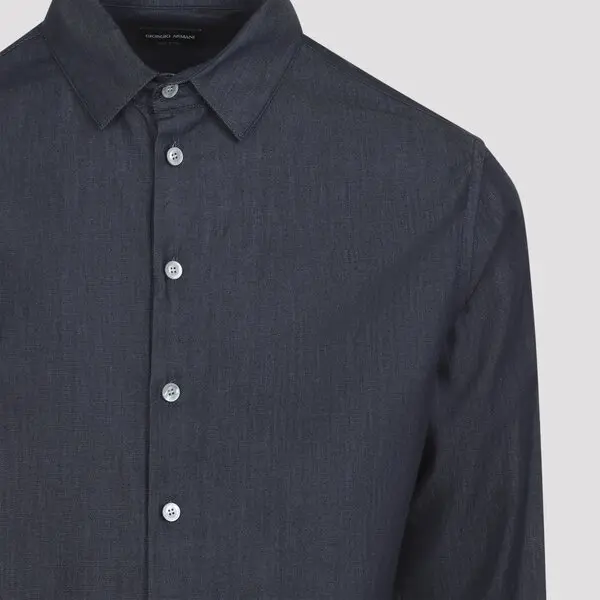 Giorgio Armani Slim Fit Cotton Shirt - Blue Denim