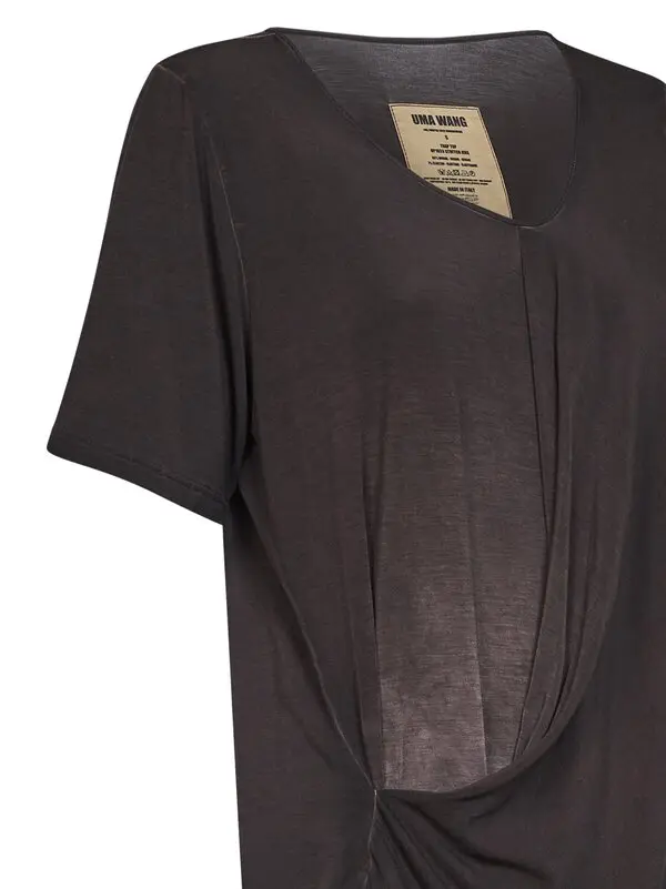 UMA WANG Short Sleeve T-shirt With Round Neck And Pleated Design