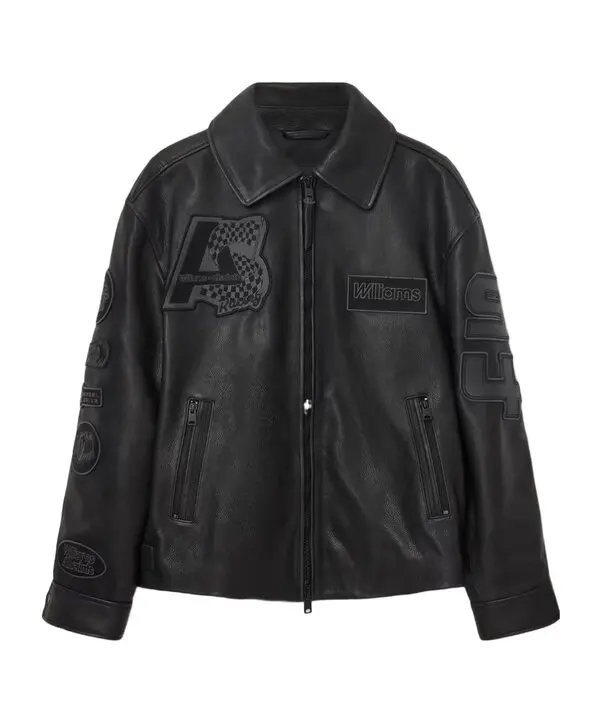ALLSAINTS Leather Long Sleeve Zip Up Jacket