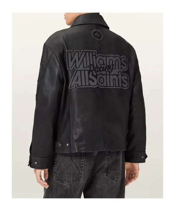 ALLSAINTS Leather Long Sleeve Zip Up Jacket