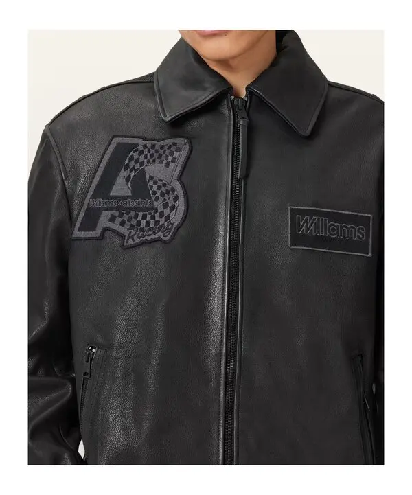 ALLSAINTS Leather Long Sleeve Zip Up Jacket