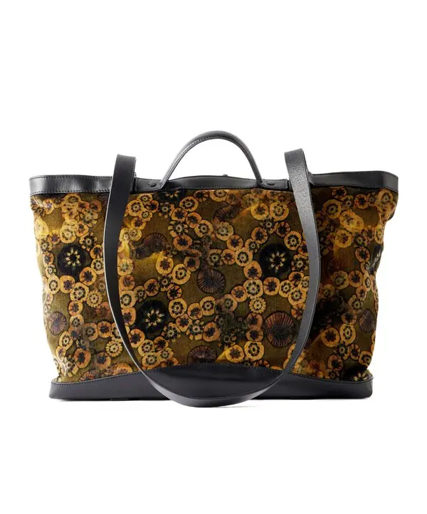 Dries Van Noten Carter Printed Leather-trimmed Velvet Tote
