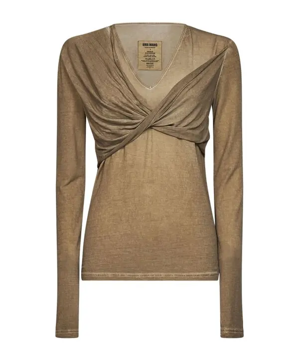 UMA WANG Long-sleeve Knit Top With V-neck - No