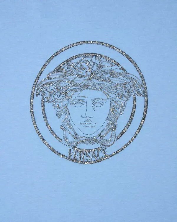 Versace Embellished Crewneck T-shirt - Light Blue