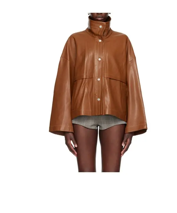 Nour Hammour Stand Collar Drop Shoulder Casual Jacket
