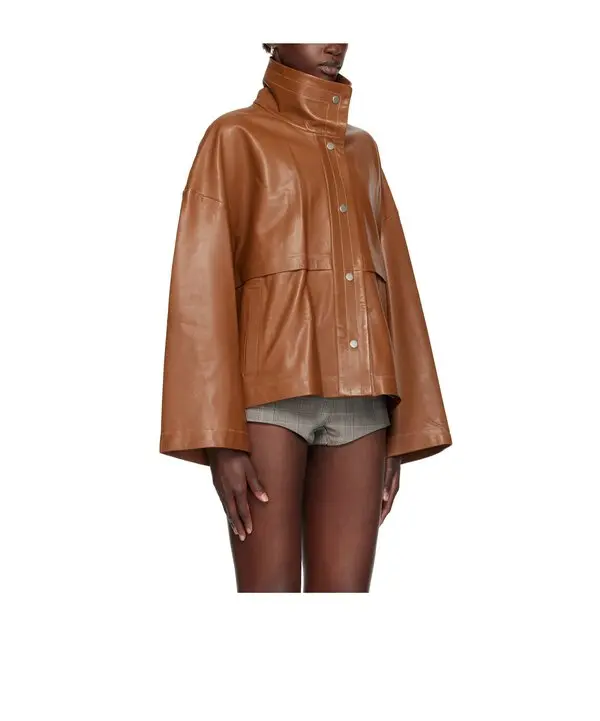 Nour Hammour Stand Collar Drop Shoulder Casual Jacket