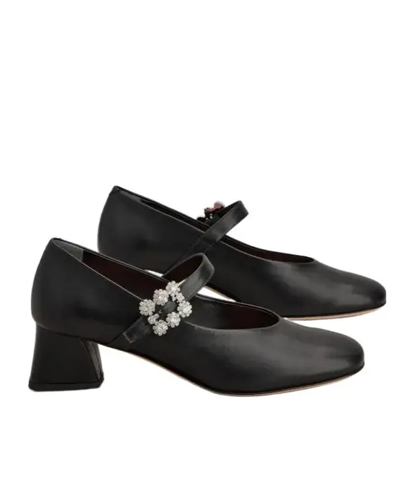 ROGER VIVIER Efflorescence Leather Mary Jane Pumps