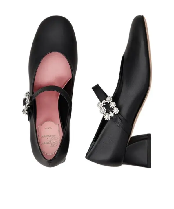 ROGER VIVIER Efflorescence Leather Mary Jane Pumps