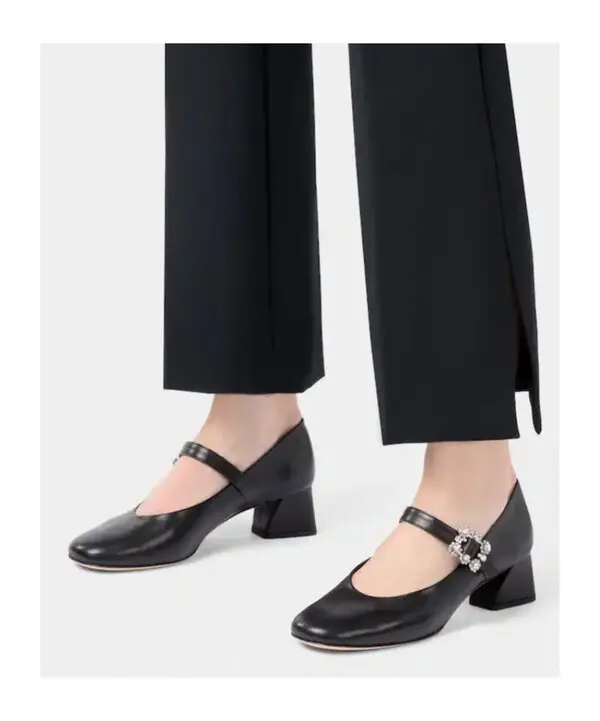ROGER VIVIER Efflorescence Leather Mary Jane Pumps