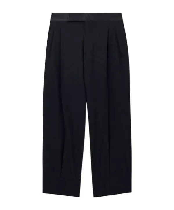 Giorgio Armani Oversized Trousers Giorgio's In Pure Virgin Wool Crepe - Black