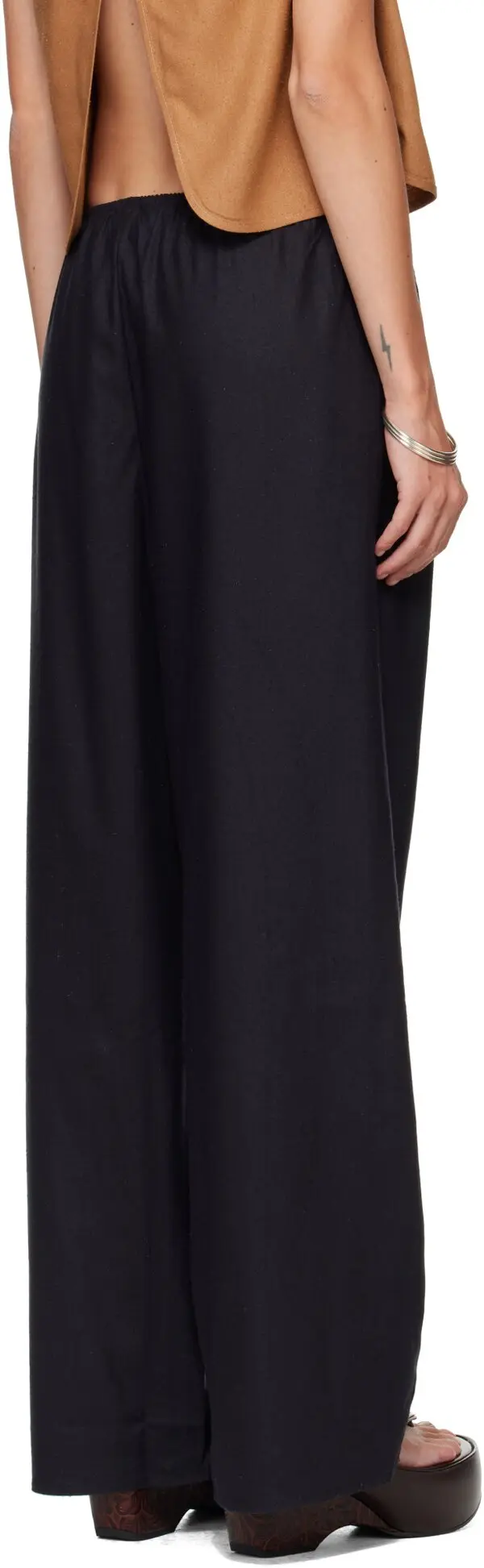 BASERANGE Casual Elastic Waistband Pants - Black