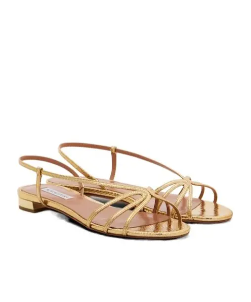 AQUAZZURA Talk To Me Snake-effect Leather Sandals - Nude