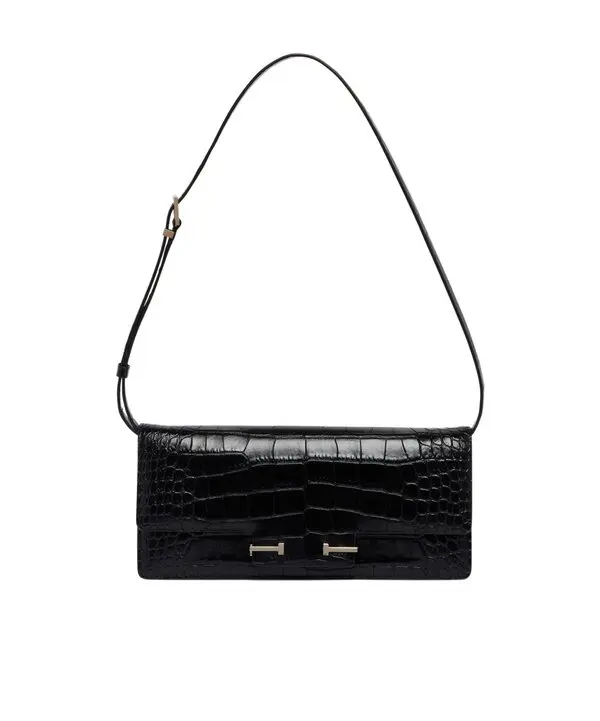 TOM FORD Embossed Shoulder Bag - Black