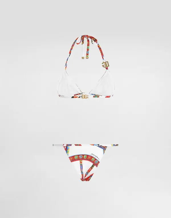 Dolce & Gabbana Carretto-print Triangle Bikini