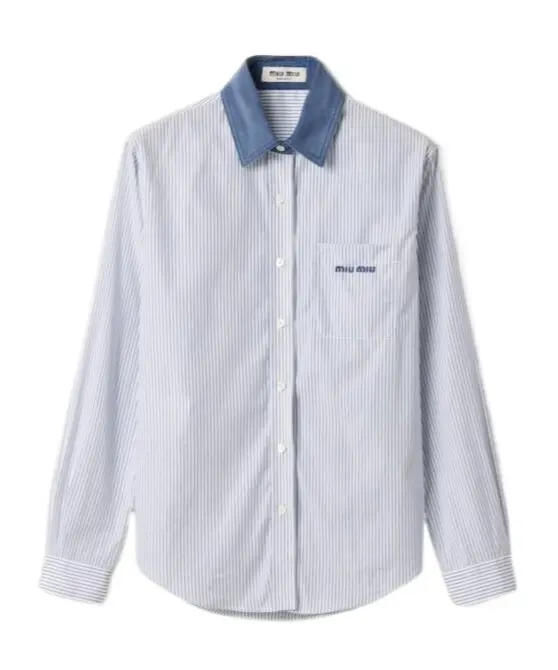 Miu Miu Striped Poplin Shirt - Blue/white