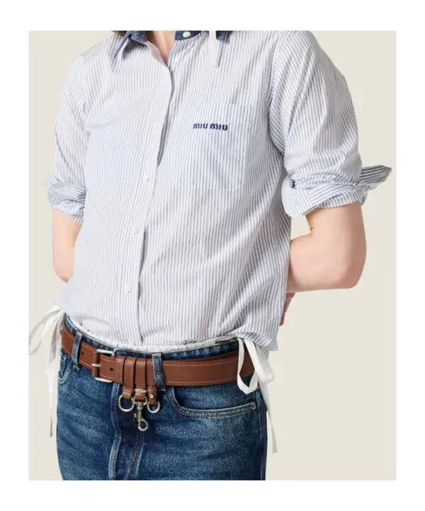 Miu Miu Striped Poplin Shirt - Blue/white