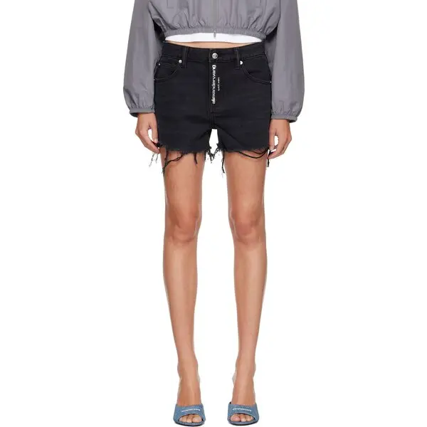 Alexander Wang Embellished Logo Fly Relaxed Shorts