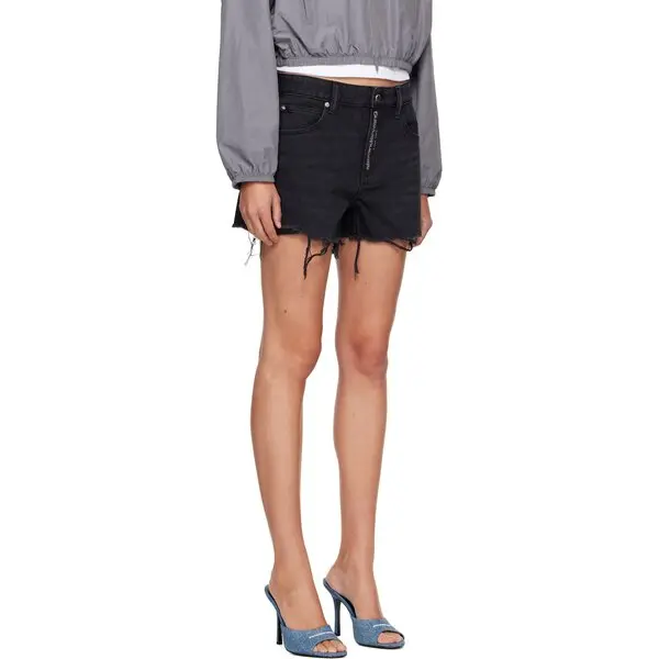 Alexander Wang Embellished Logo Fly Relaxed Shorts