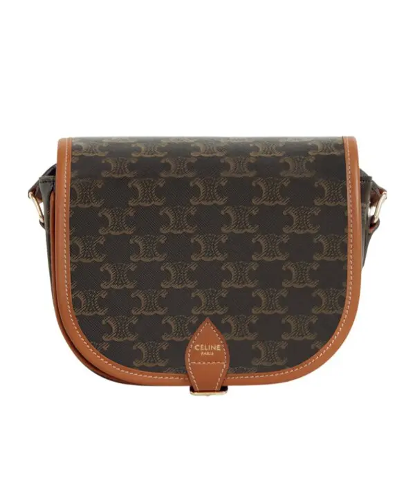 Celine Medium Folco Bag In Triomphe Canvas And Calfskin