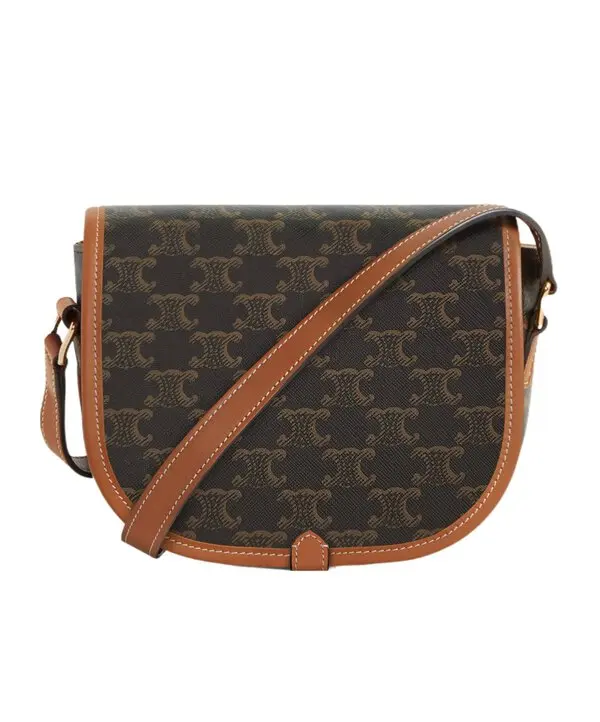 Celine Medium Folco Bag In Triomphe Canvas And Calfskin
