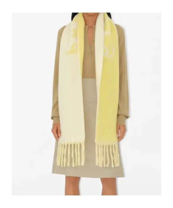 Burberry Logo-intarsia Reversible Fringed Scarf - Sand Color
