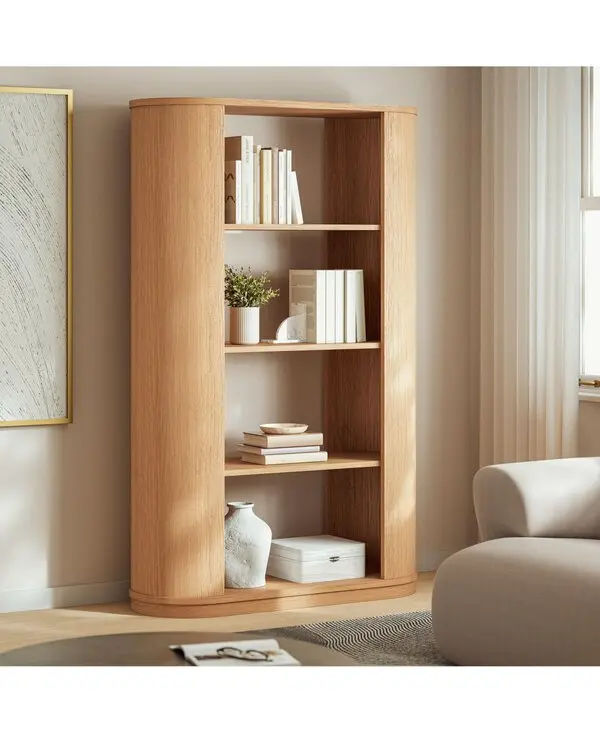 MODWAY Aspect 74 Inch Curved 4 Tier Bookshelf