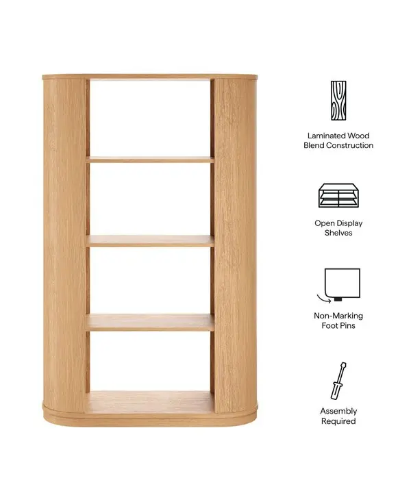 MODWAY Aspect 74 Inch Curved 4 Tier Bookshelf