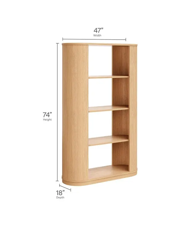 MODWAY Aspect 74 Inch Curved 4 Tier Bookshelf