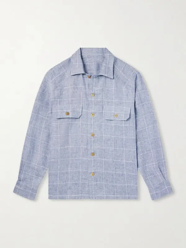 Ralph Lauren Purple Label Clayburn Checked Linen Shirt