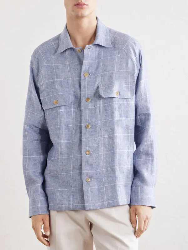 Ralph Lauren Purple Label Clayburn Checked Linen Shirt