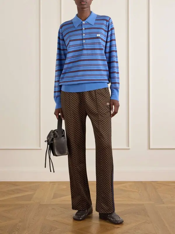 WALES BONNER Striped Wool And Cotton Polo Shirt