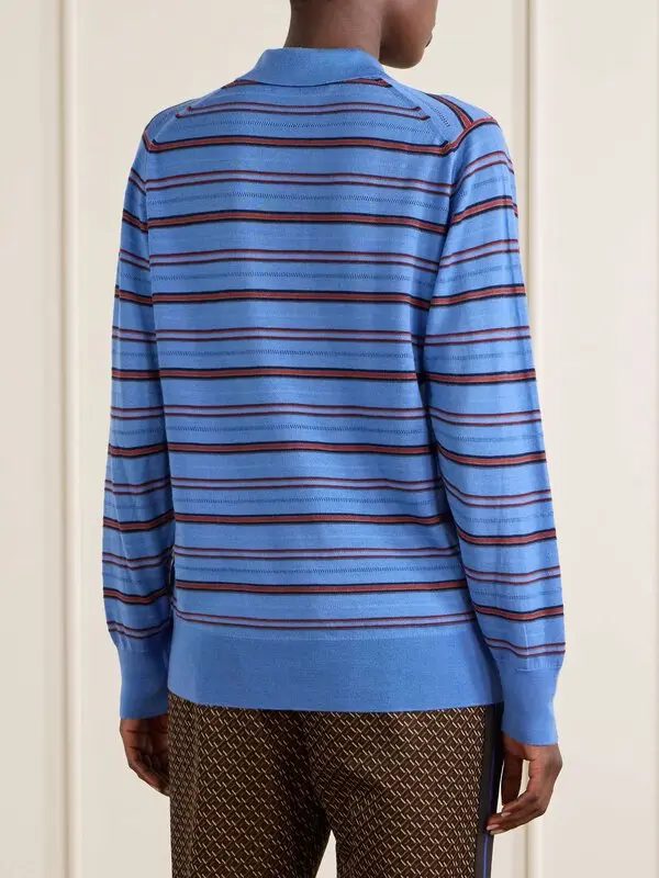 WALES BONNER Striped Wool And Cotton Polo Shirt