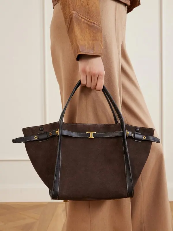 TOD'S Tim Small Suede And Leather Tote