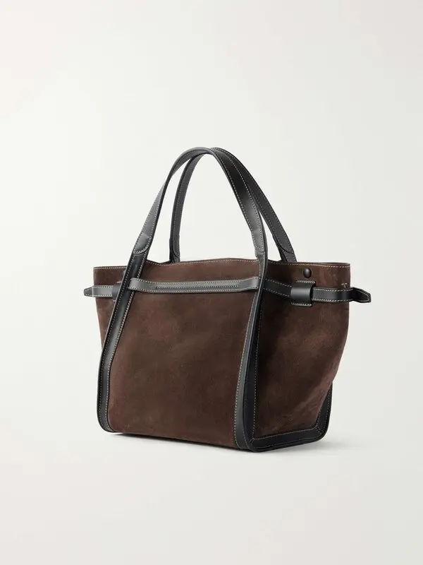 TOD'S Tim Small Leather-trimmed Suede Clutch