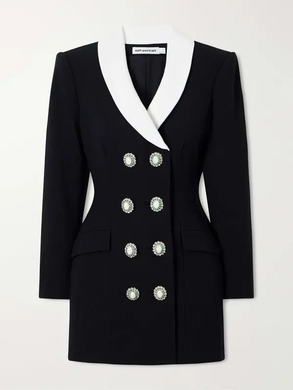 SELF-PORTRAIT Double-breasted Wool-crepe Mini Dress