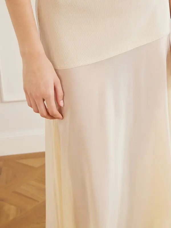ST. AGNI Halterneck Maxi Dress With Sheer Mesh Skirt - Neutrals