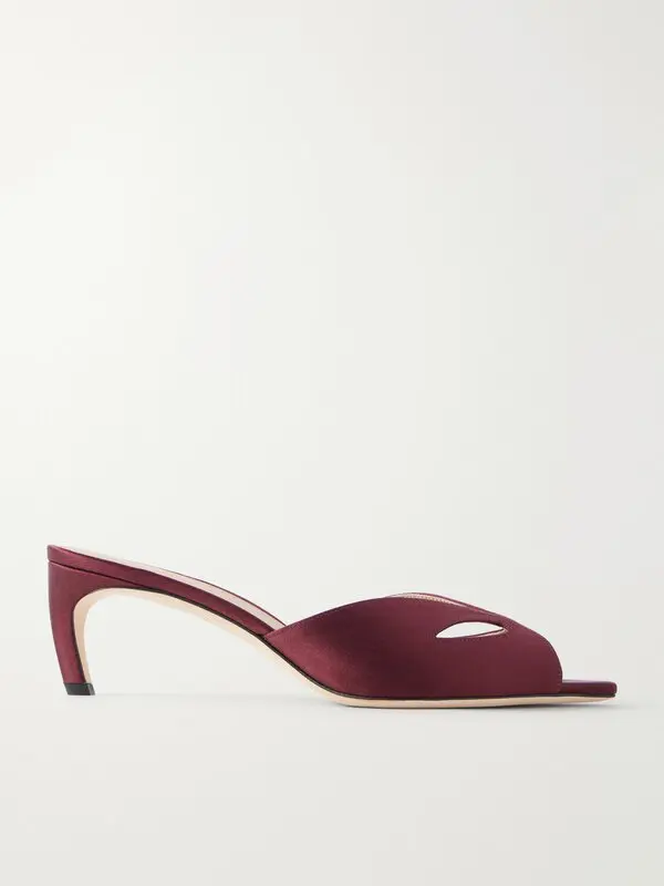 Victoria Beckham Harlow Mask 55 Satin Sandals - Burgundy